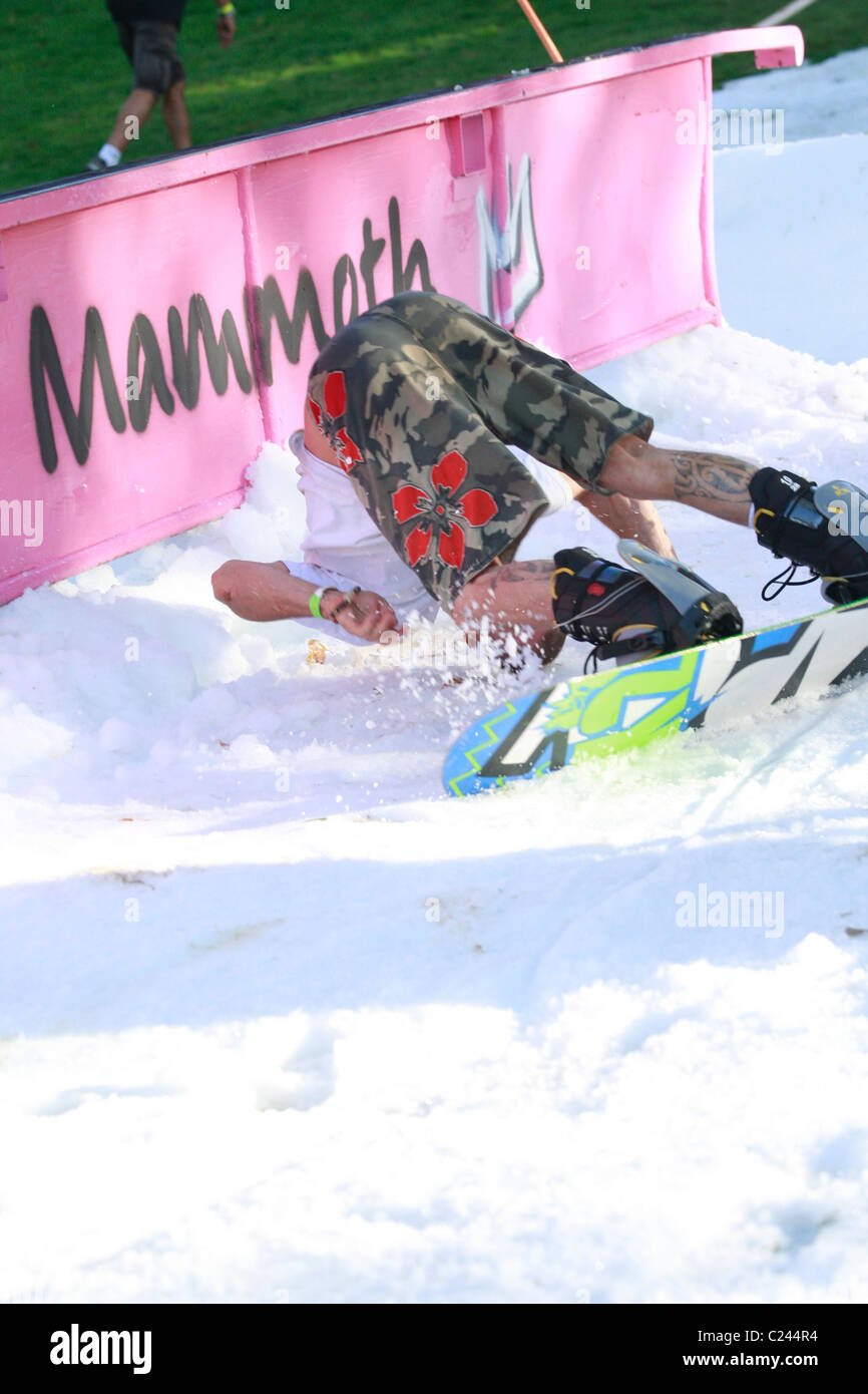 Jamie Padgett attempts snowboarding in Topanga Canyon at a celebrity ...