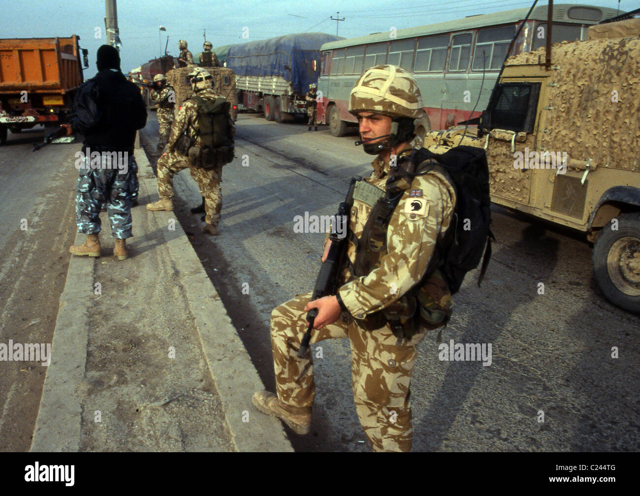 A joint patrol with the British army and the Iraq police force in Basra ...
