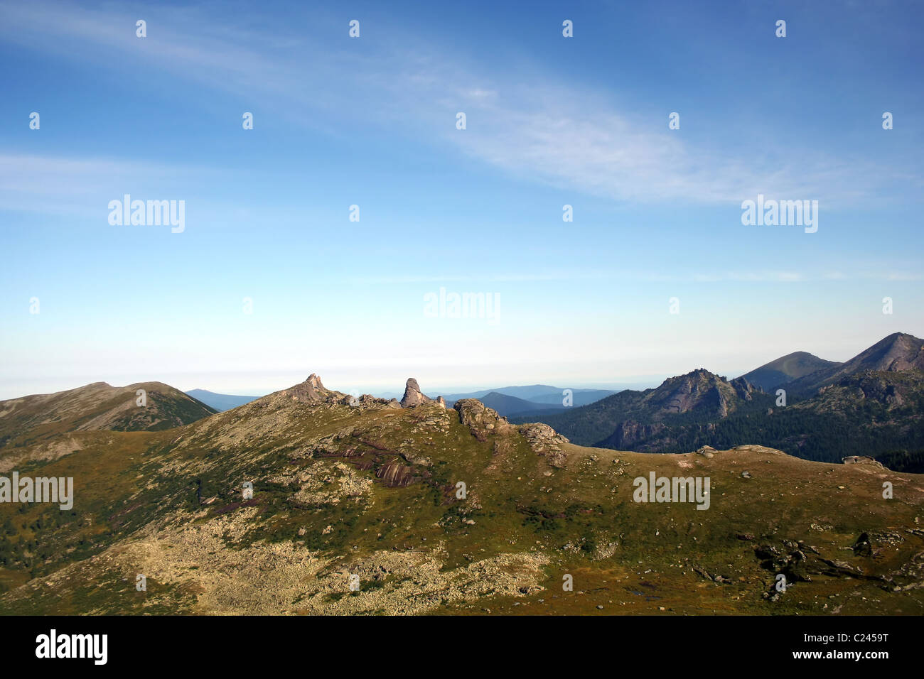 Mountain rocky ridge in Western Sayan Mountains. Ergaki ridge. Khakass ...