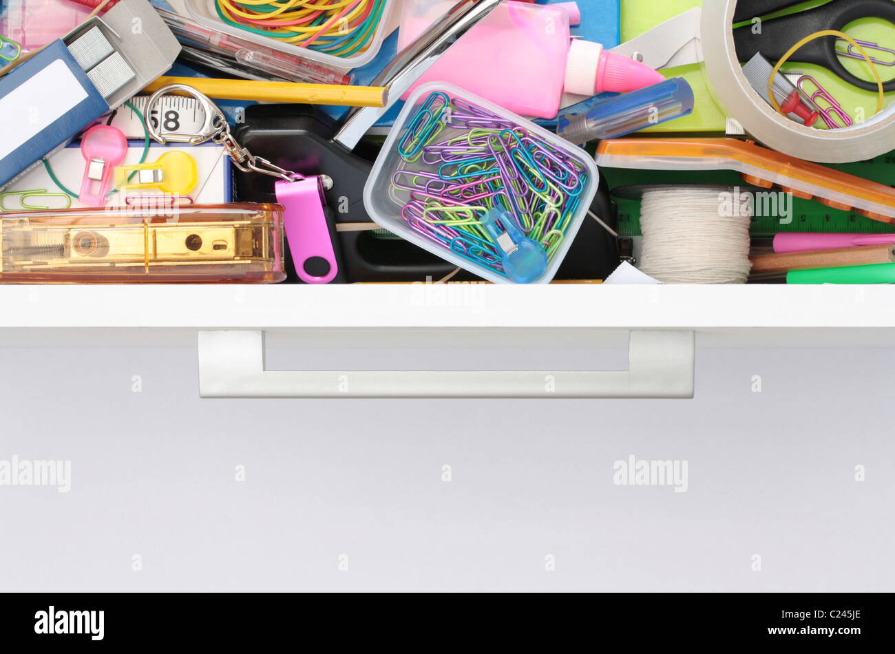 Glimpse inside the Stationery Drawer Stock Photo - Alamy