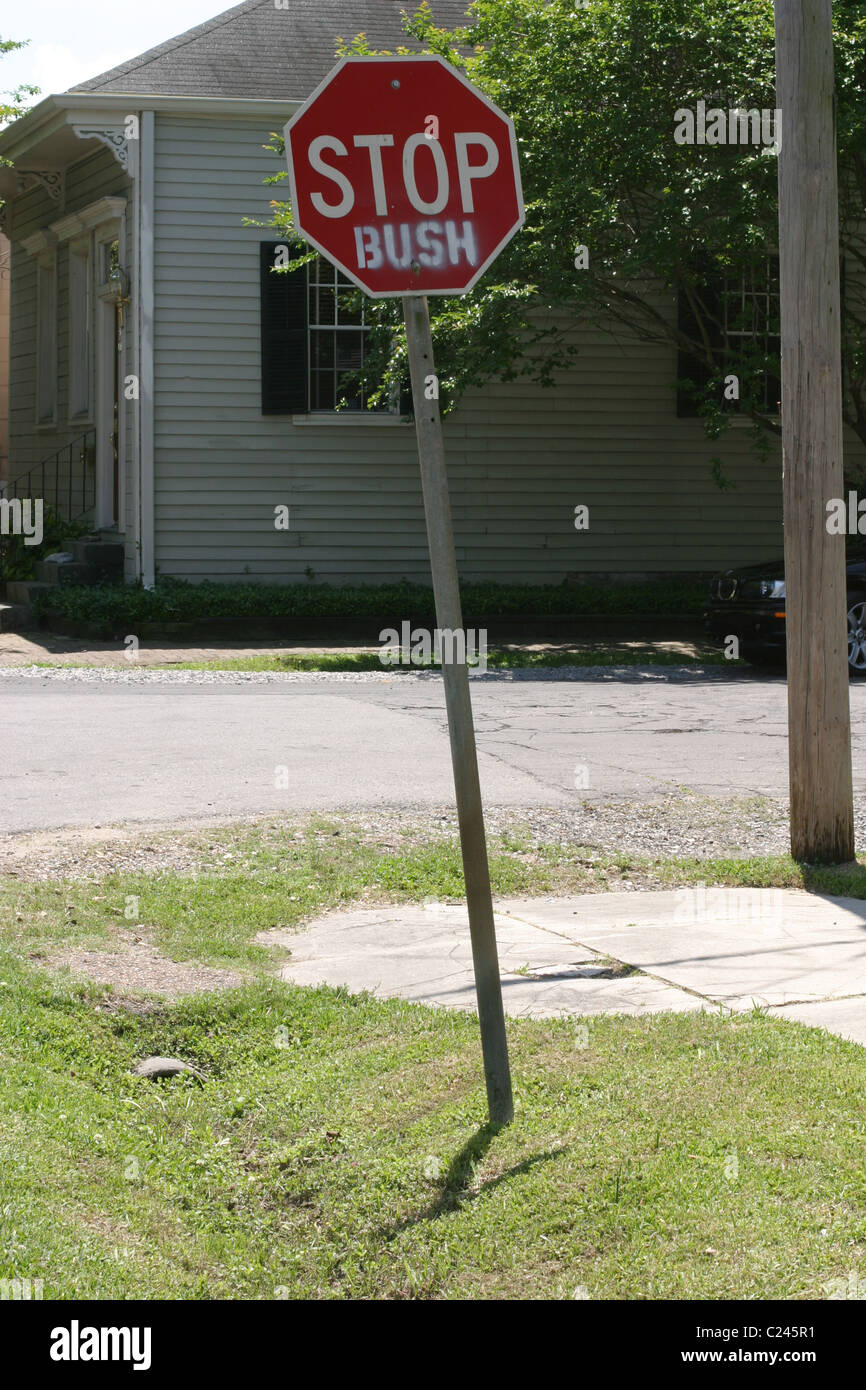 Political statement on vandalized stop sign Stock Photo - Alamy