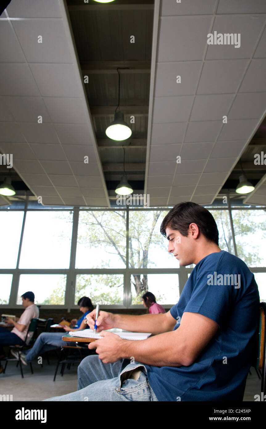 Male university student in a classroom Stock Photo - Alamy