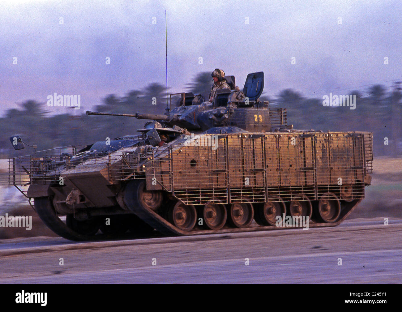 a British micv 80 worrier APS in Iraq during a operation to clear IEDs ...