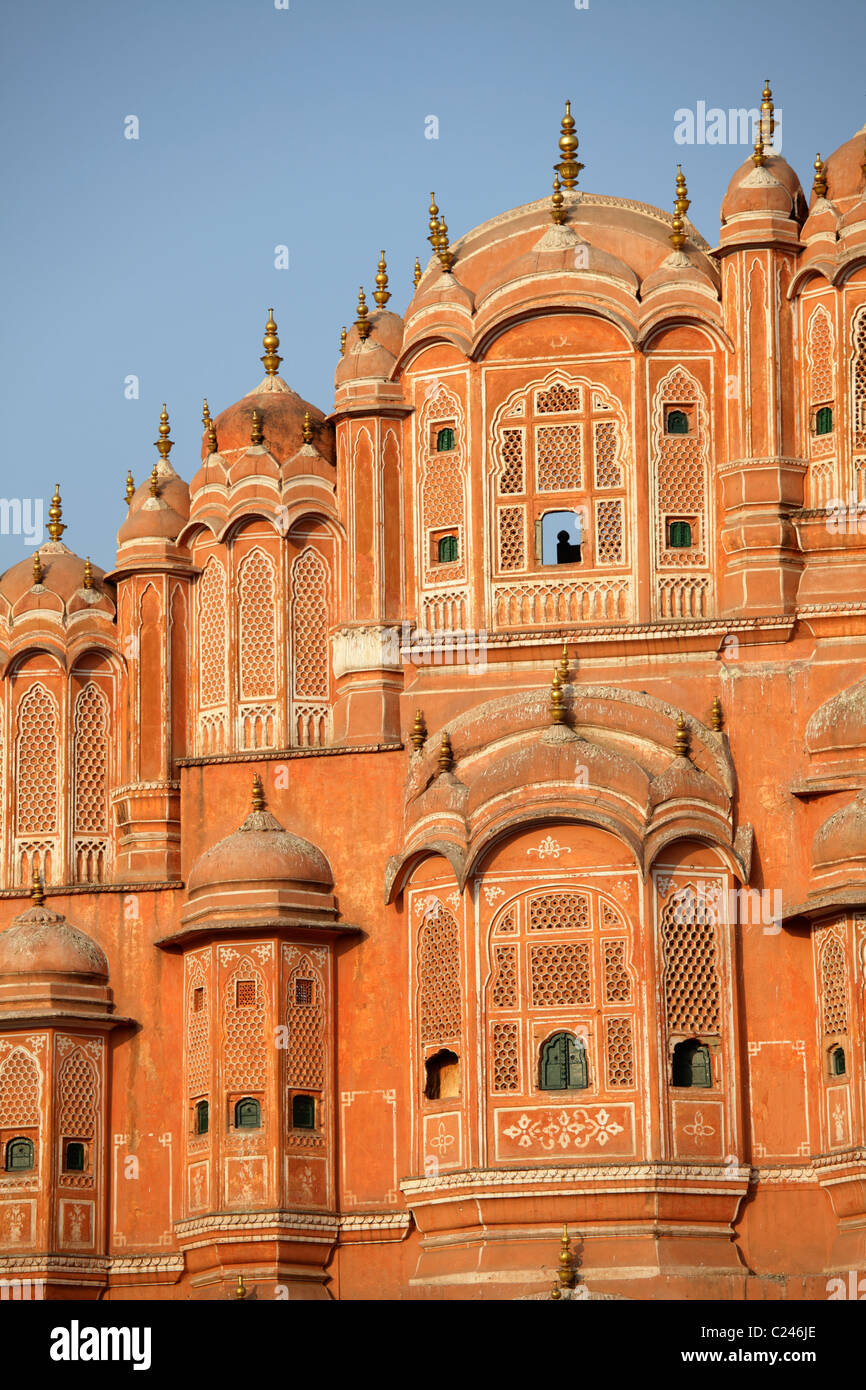 Detail of Hawa Mahal, also knows as the Palace of Winds, Jaipur, India ...