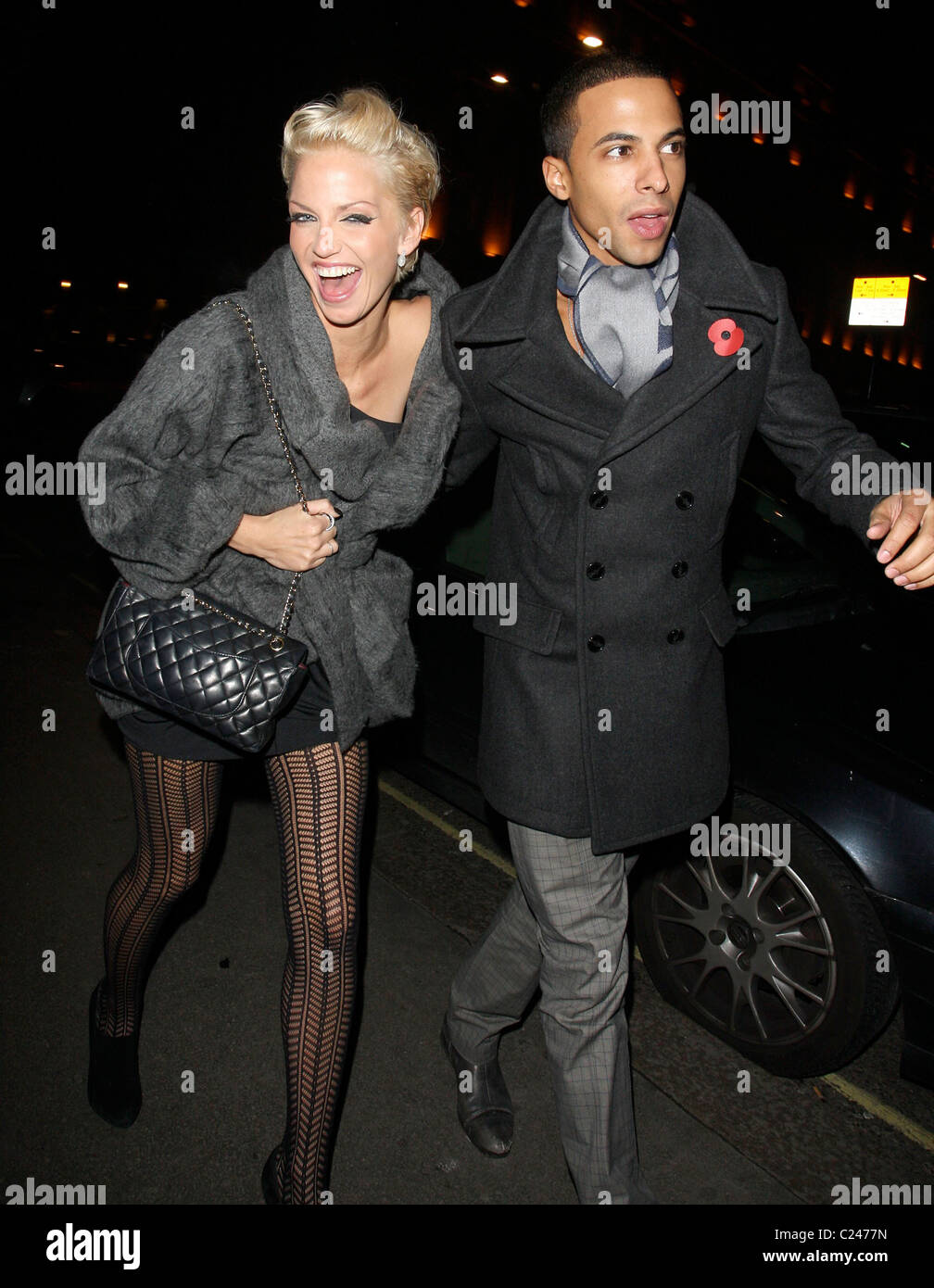 Girls Aloud singer, Sarah Harding and Marvin Humes of JLS arrive at ...