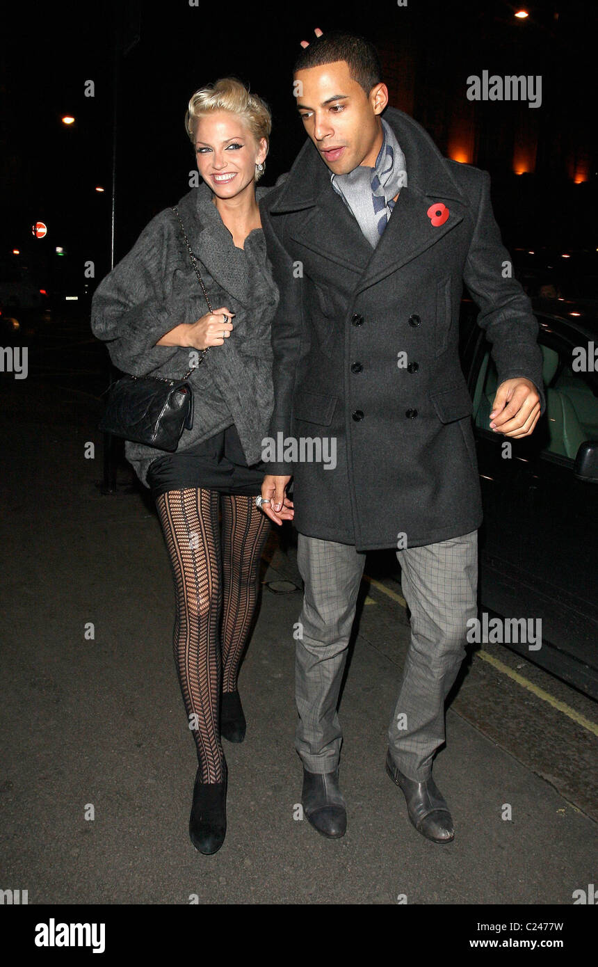 Girls Aloud singer, Sarah Harding and Marvin Humes of JLS arrive at ...