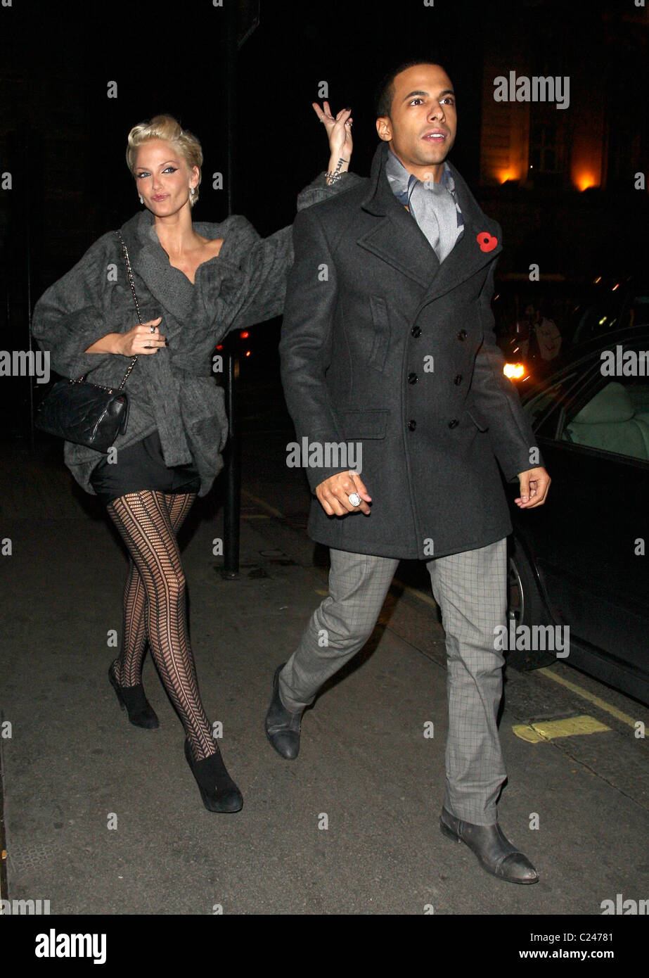 Girls Aloud singer, Sarah Harding and Marvin Humes of JLS arrive at ...