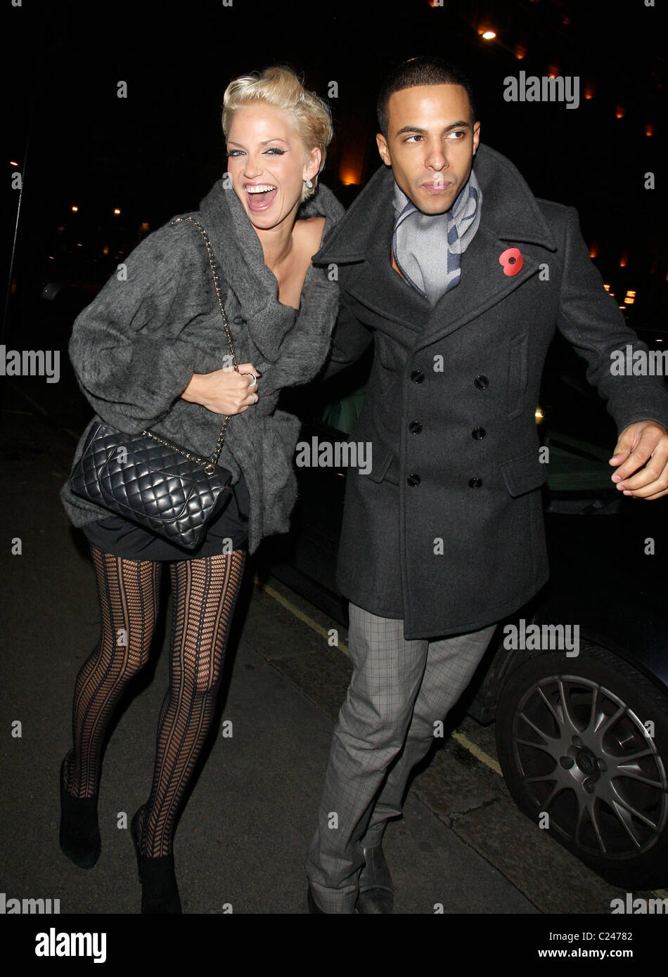 Girls Aloud singer, Sarah Harding and Marvin Humes of JLS arrive at ...
