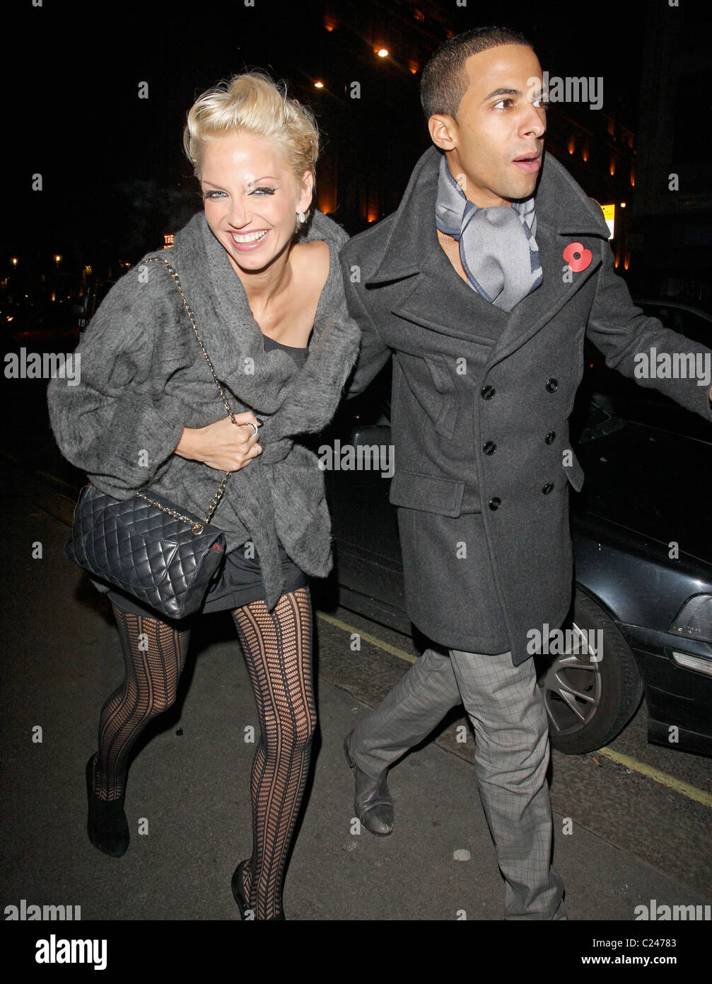 Girls Aloud singer, Sarah Harding and Marvin Humes of JLS arrive at ...