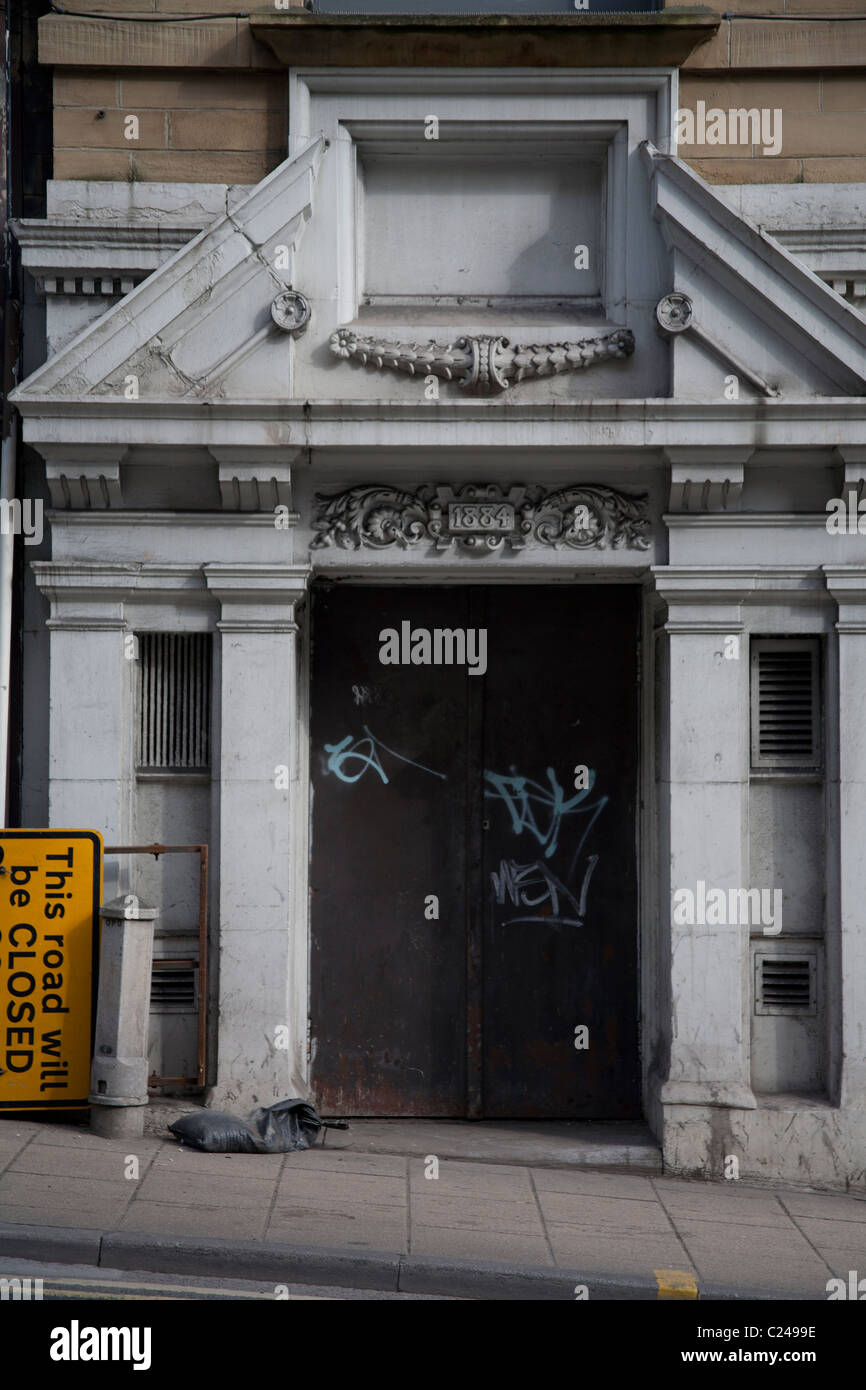 Boarded up doorway of Victorian building Bradford, West Yorkshire ...