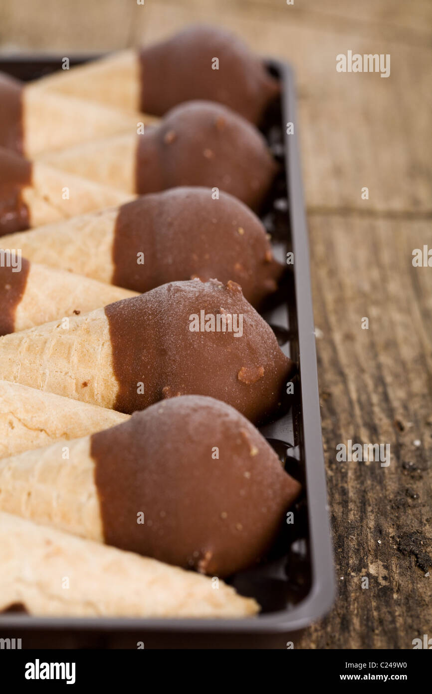 Mini chocolate cones Stock Photo - Alamy