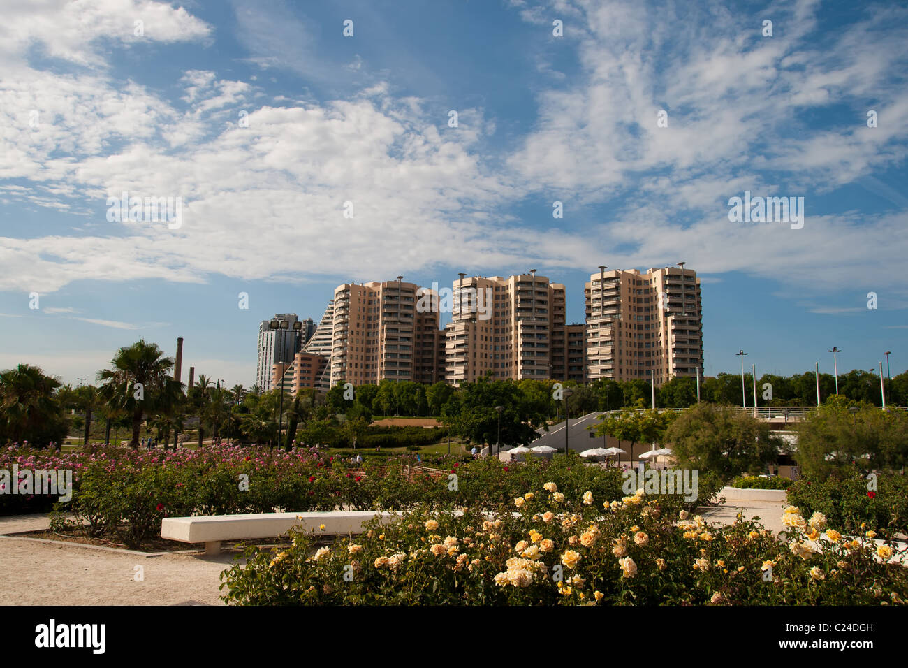 view of modern Valencia from the City of the Arts and the Science Park ...