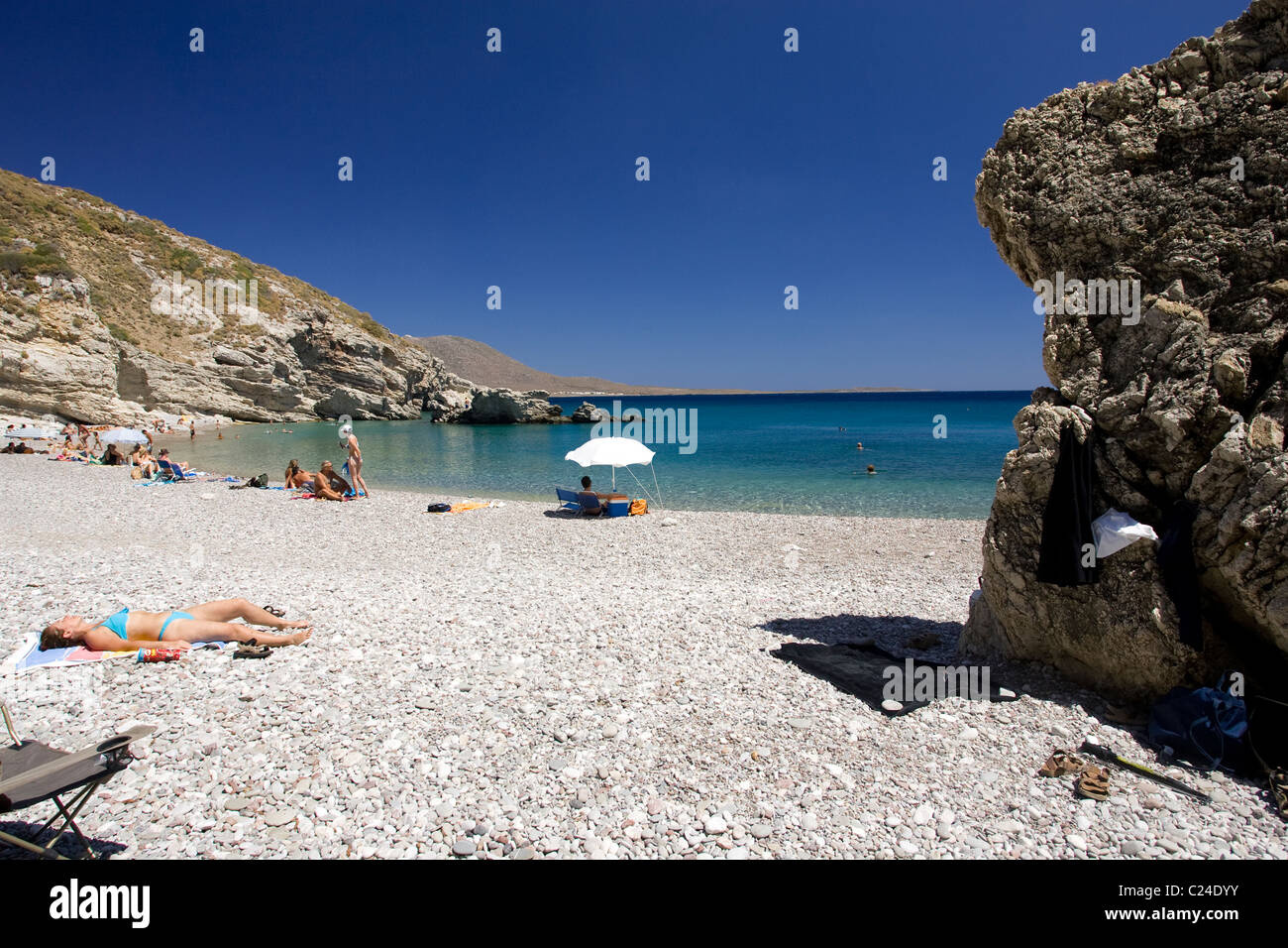 The pebble beach and the incredible clear waters at Kaladhi; Kythira ...