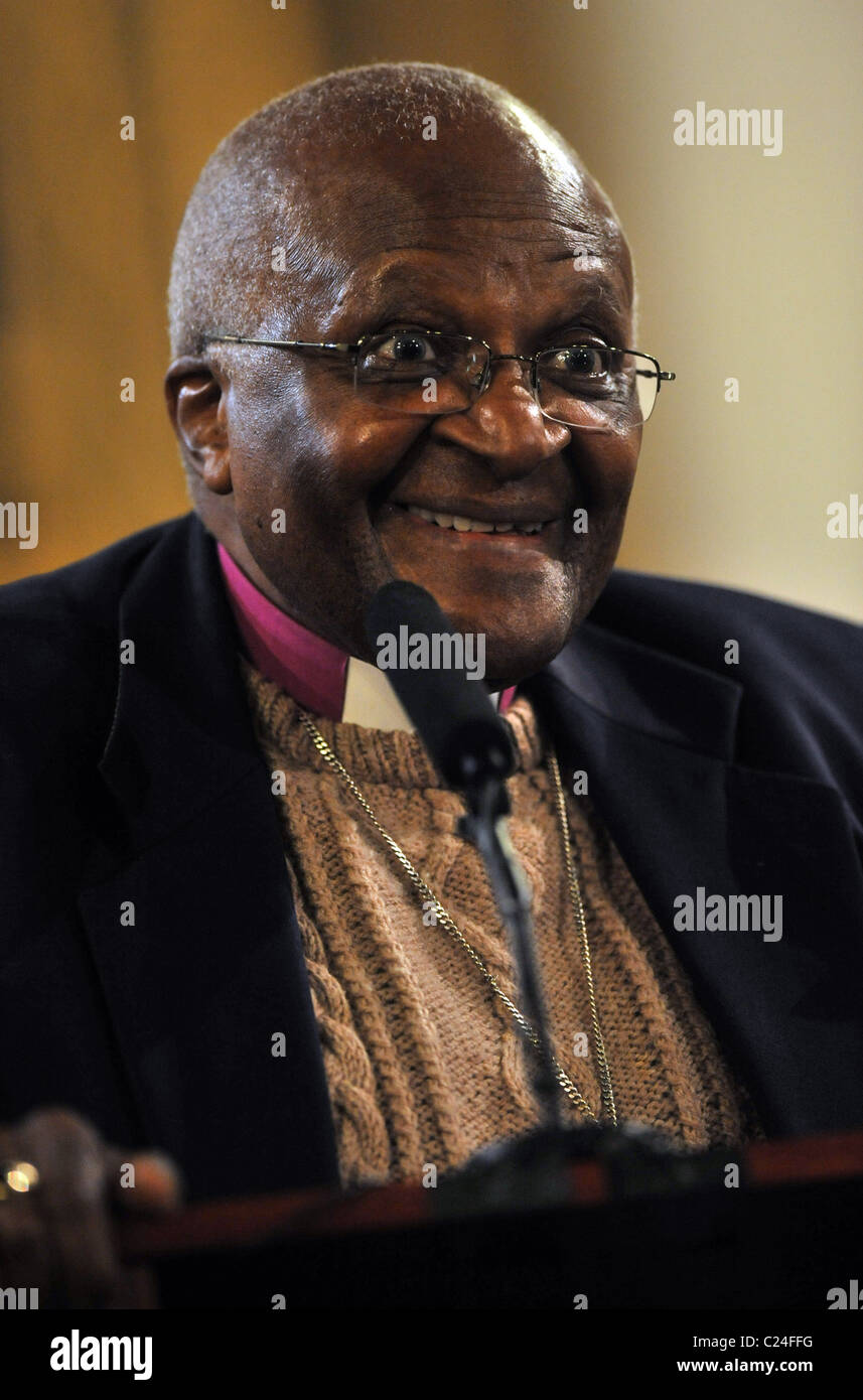Archbishop Desmond Tutu gives an address at St. Alban's Church in ...