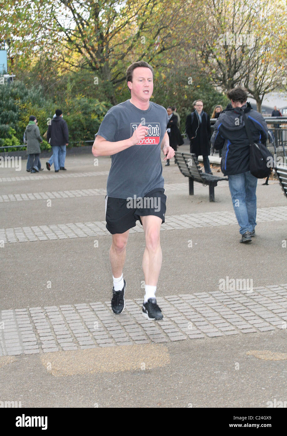 David Cameron going for a jog along the South Bank London, England - 09 ...
