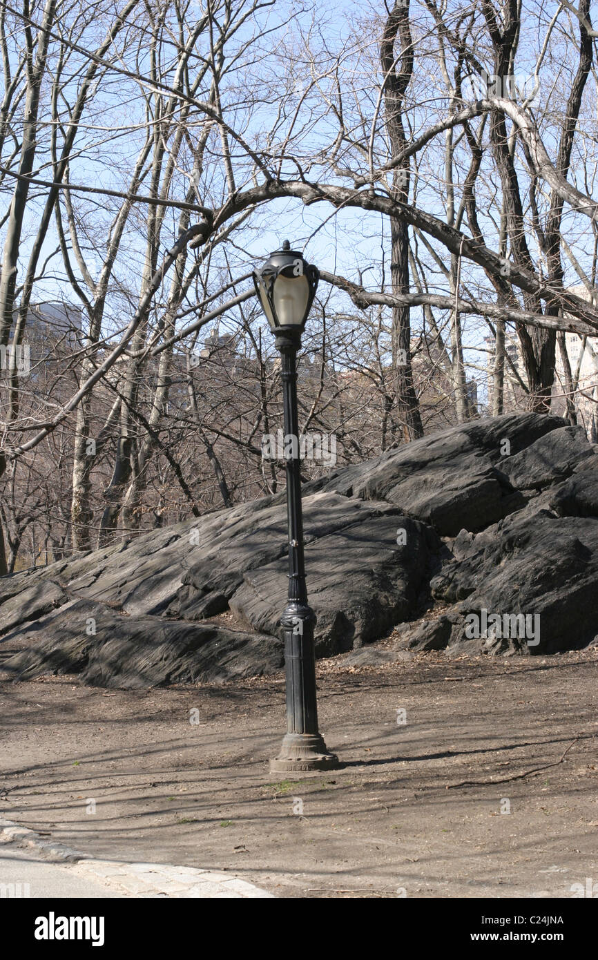 Light post in Central Park Stock Photo - Alamy