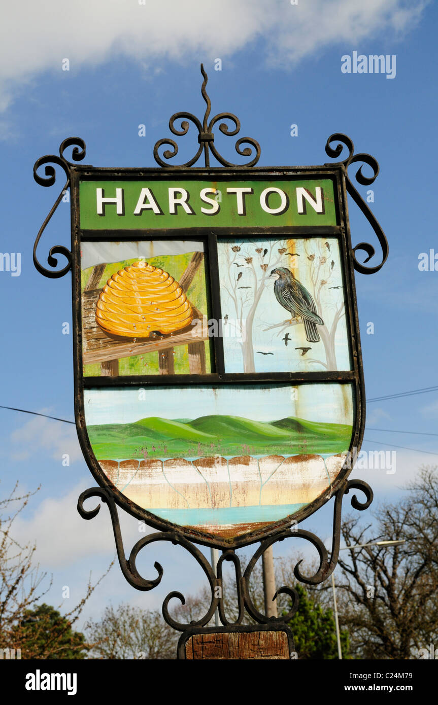 Harston Village Sign, Cambridgeshire, England, UK Stock Photo - Alamy