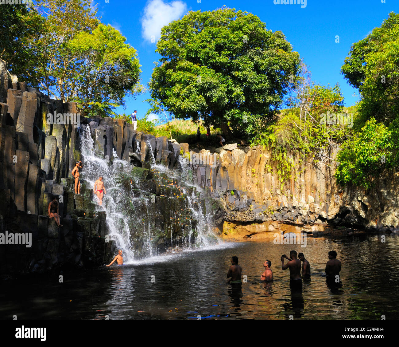 Locals and tourists alike enjoy the Rochester Falls on the Savanne ...