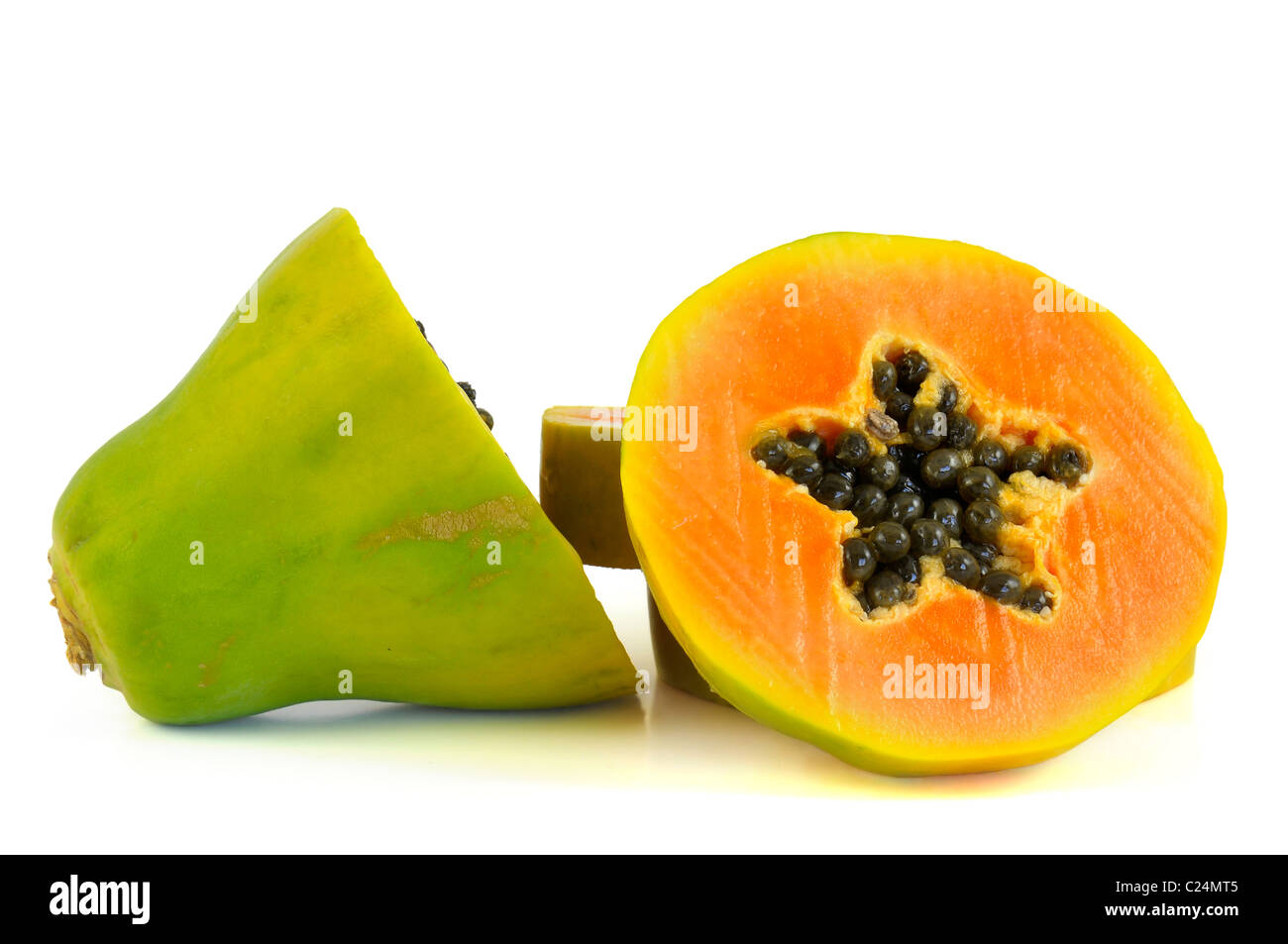 Papaya fruit isolated in white Stock Photo - Alamy