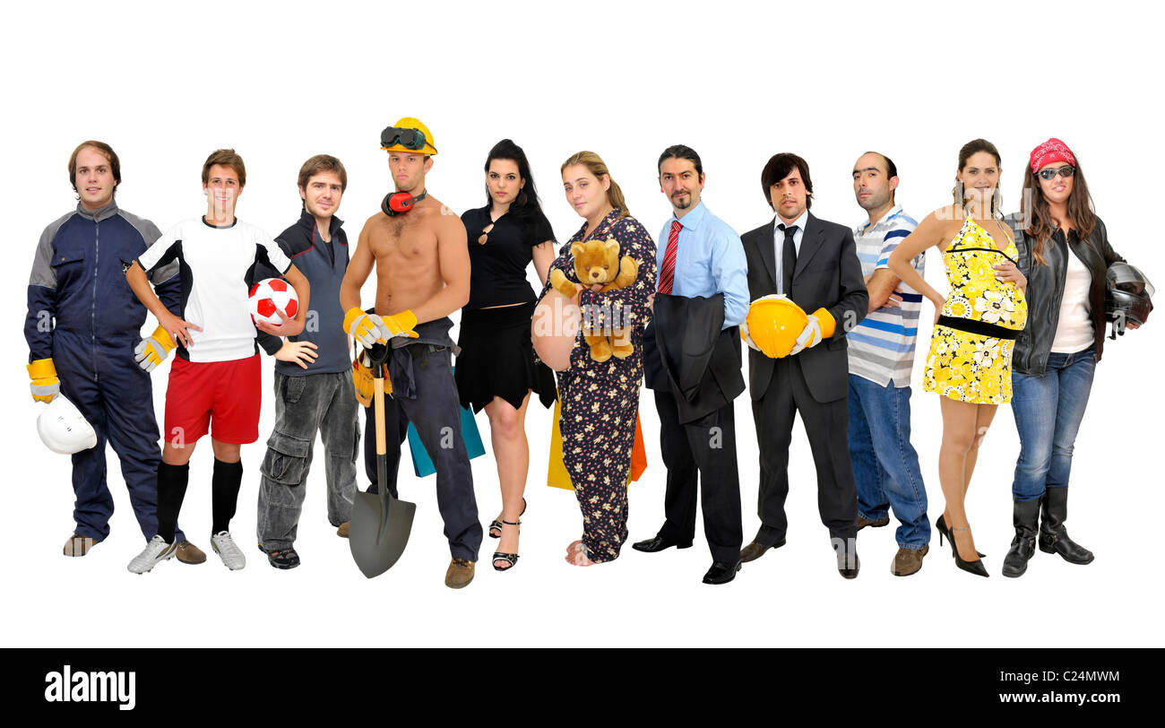 Crowd or group of different people isolated in white Stock Photo - Alamy