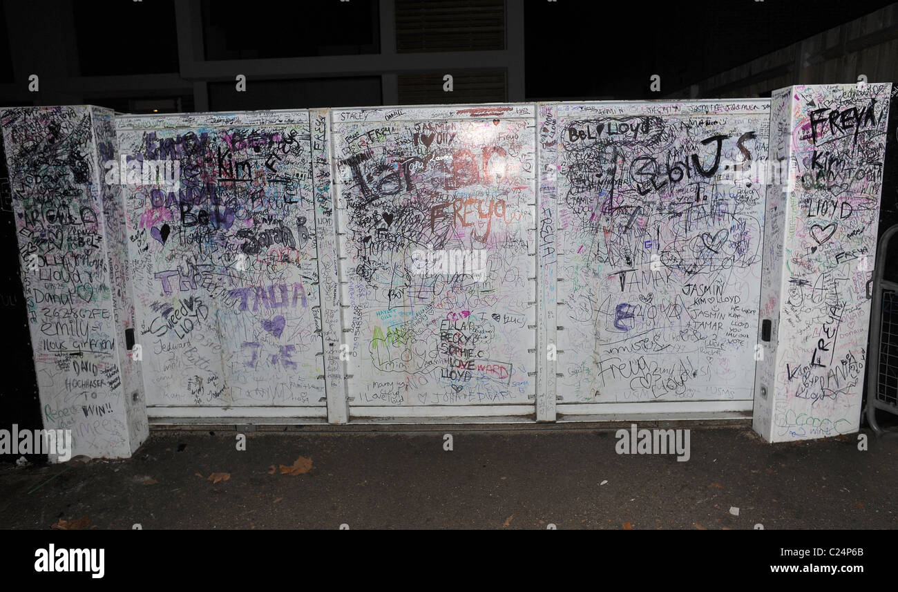 General views of the gates and walls outside The X factor House, where ...