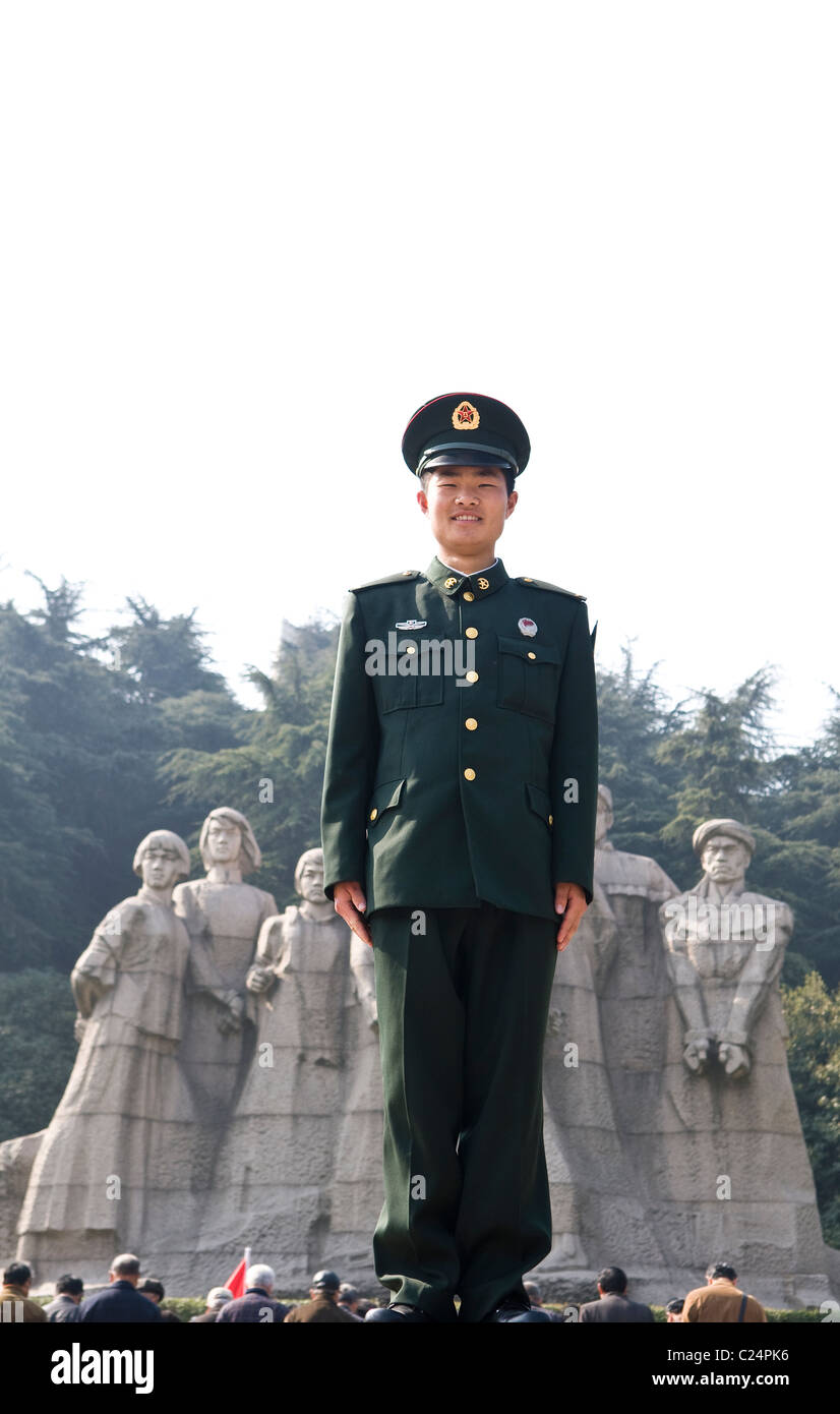 Chinese soldiers during a memorial service in the Rain Flower Terrace ...
