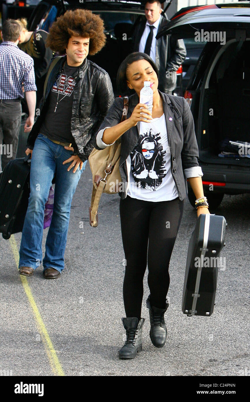 Jamie Archer and Rachel Adedeji arriving at the 'X Factor' studios ...