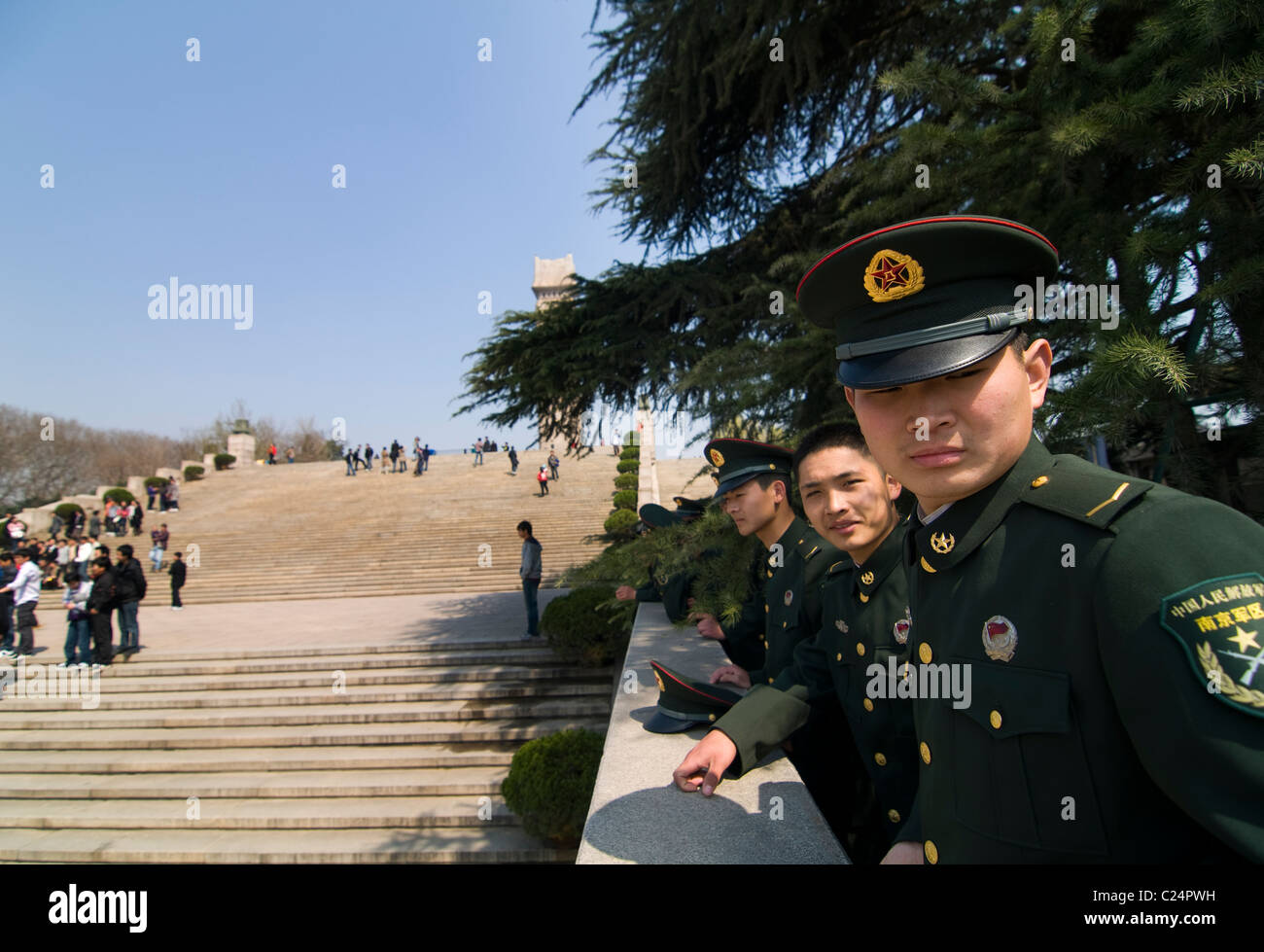 Chinese soldiers during a memorial service in the Rain Flower Terrace ...