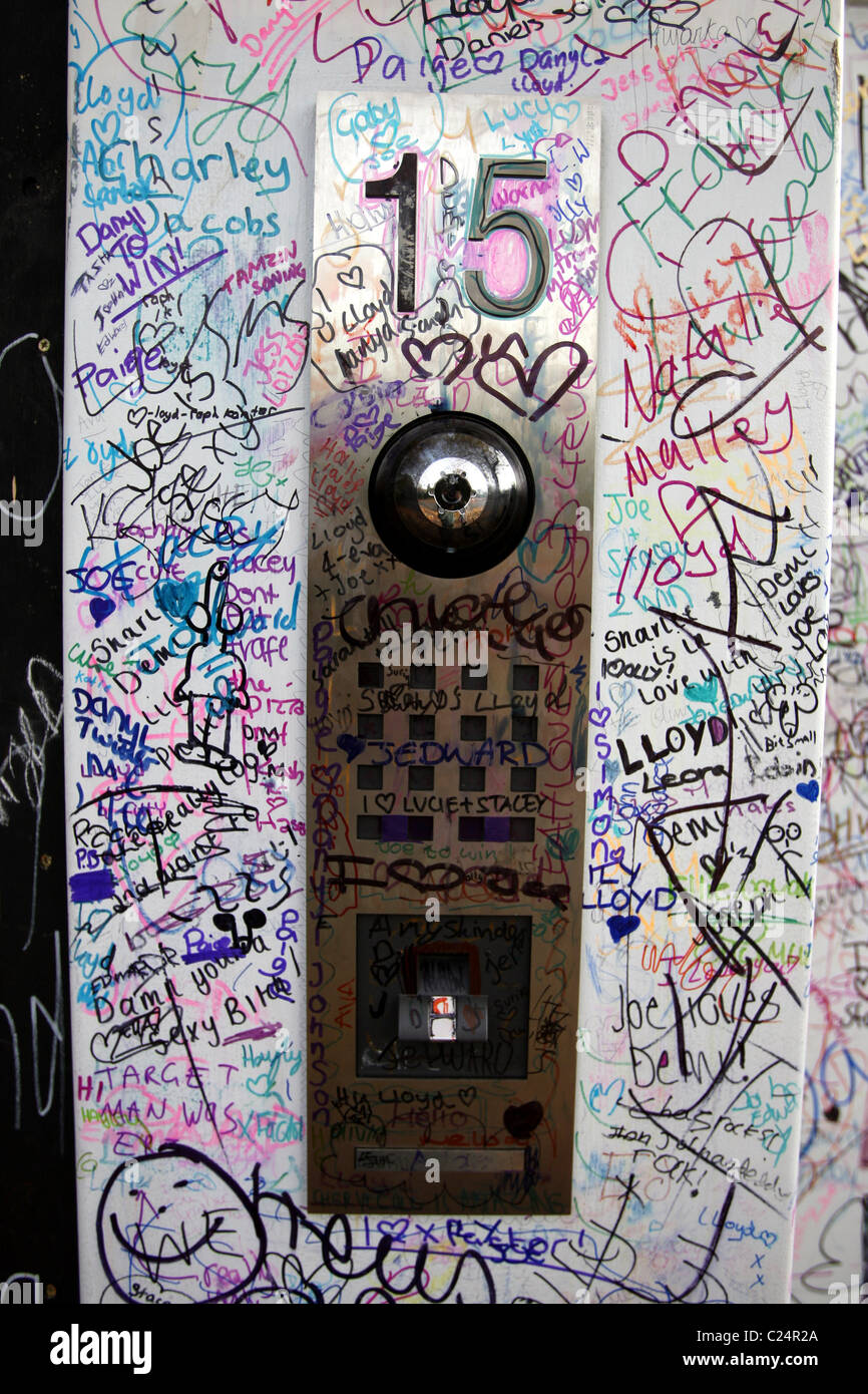 The buzzer outside the 'X Factor house is covered in messages from fans ...