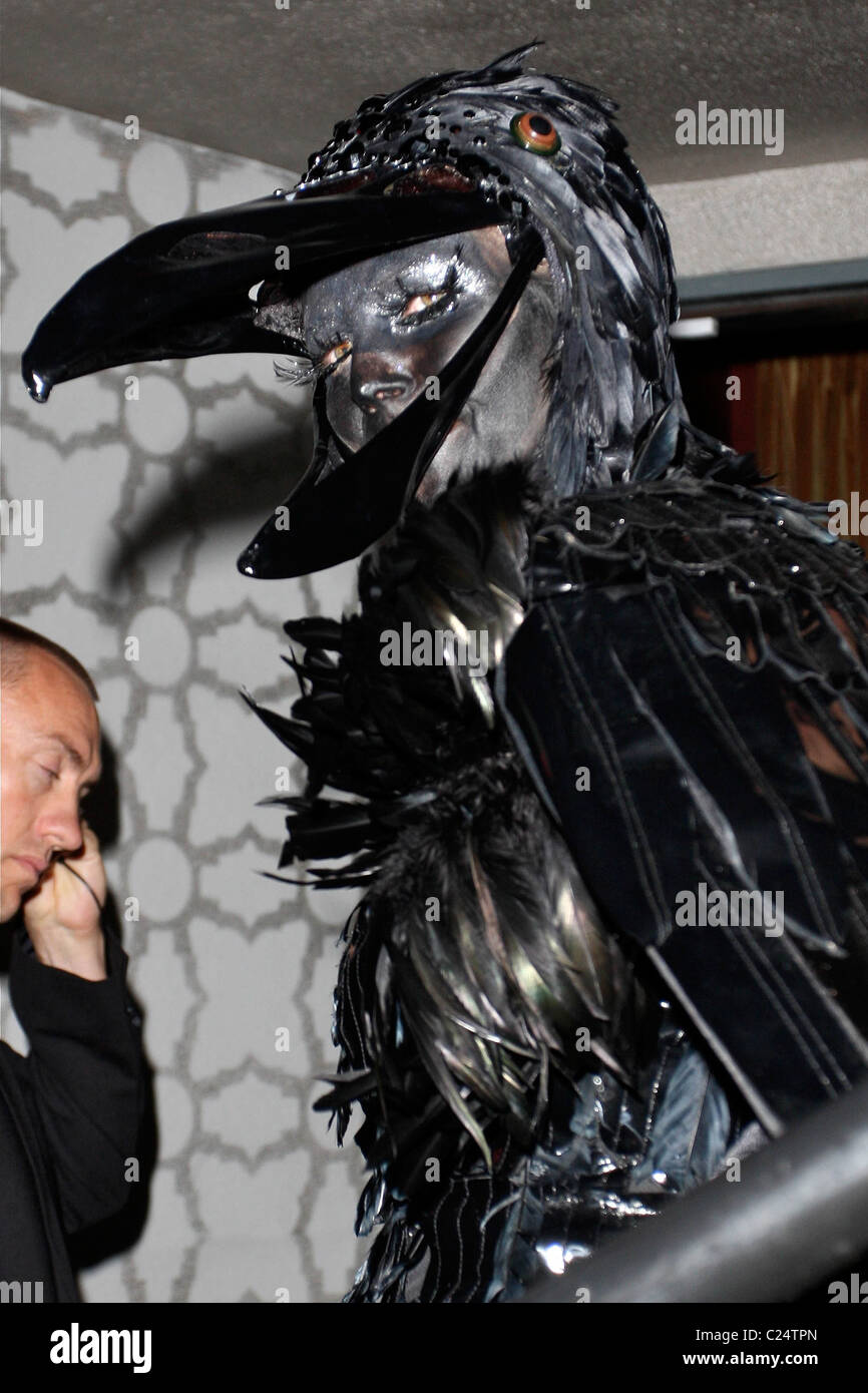 Heidi Klum arriving at her Halloween Party dressed as a crow, held at ...