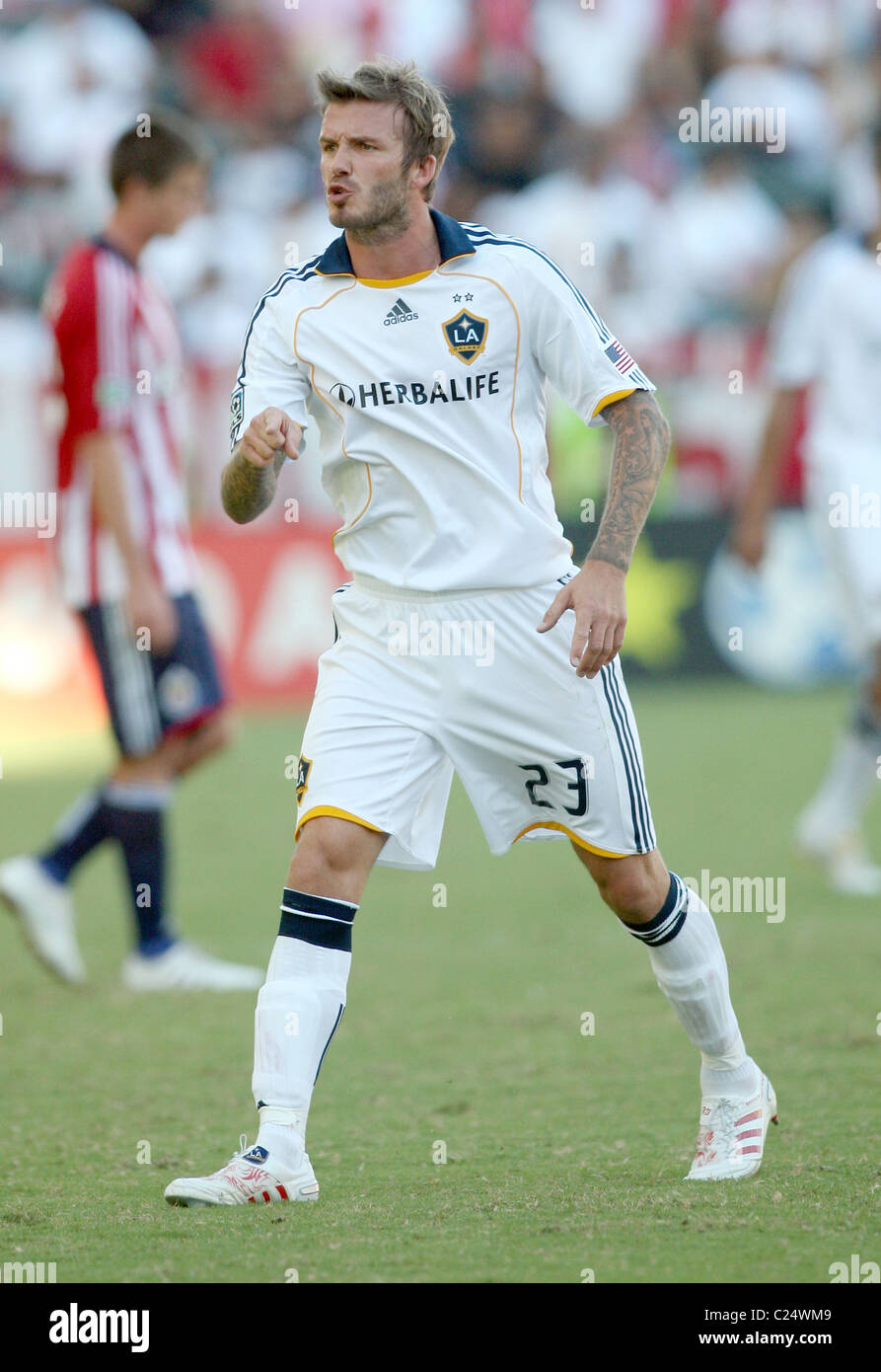 David Beckham in action for the Los Angeles Galaxy v Chiva USA in the ...