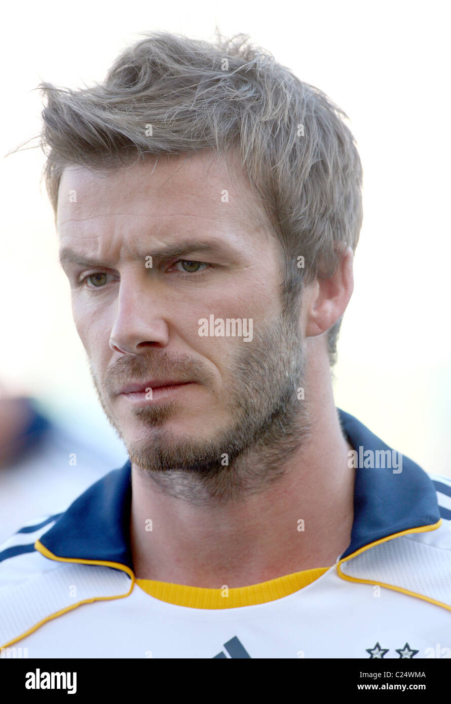 David Beckham stands for the national anthem prior to the start of the ...