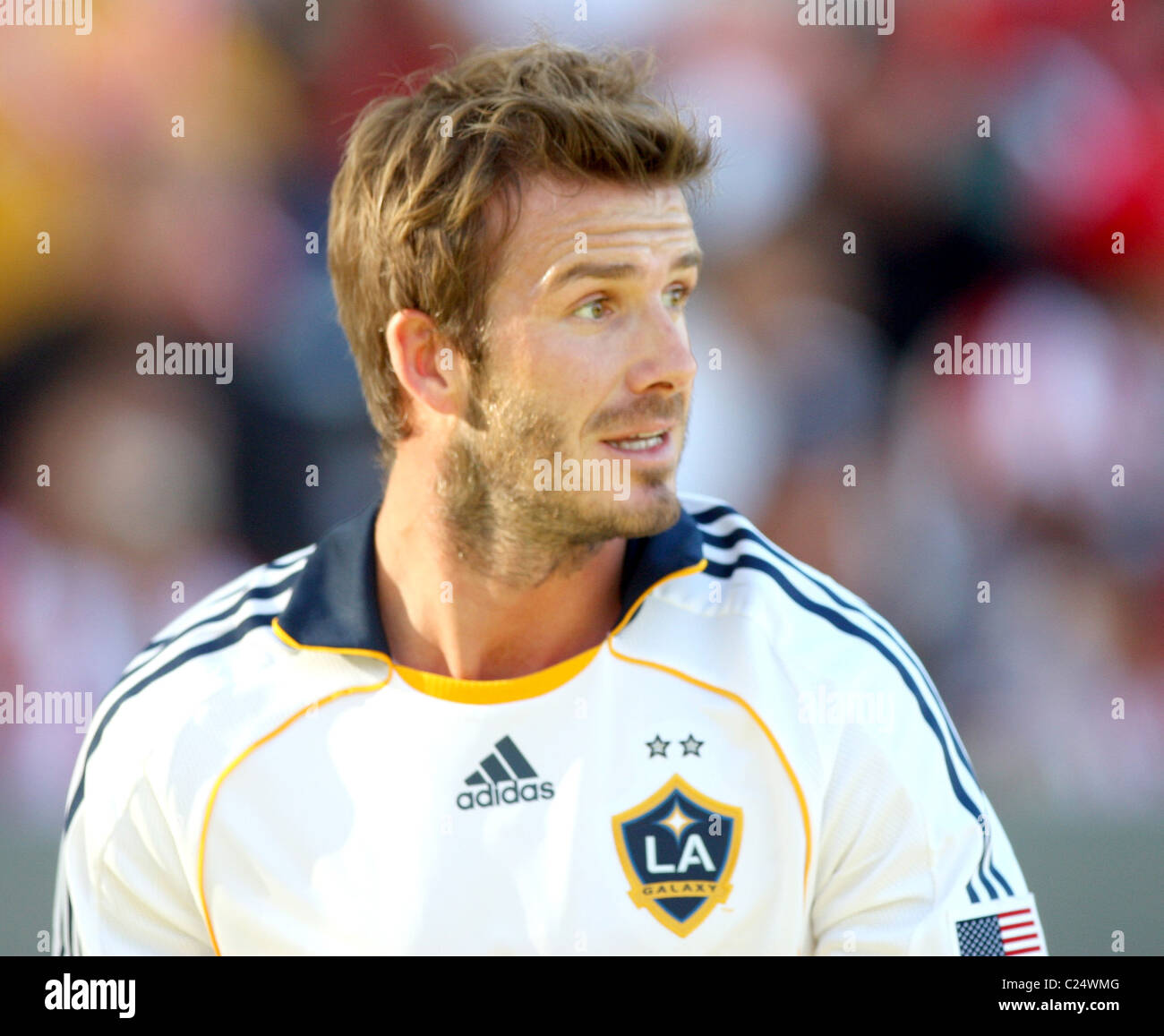 David Beckham in action for the Los Angeles Galaxy v Chiva USA in the ...