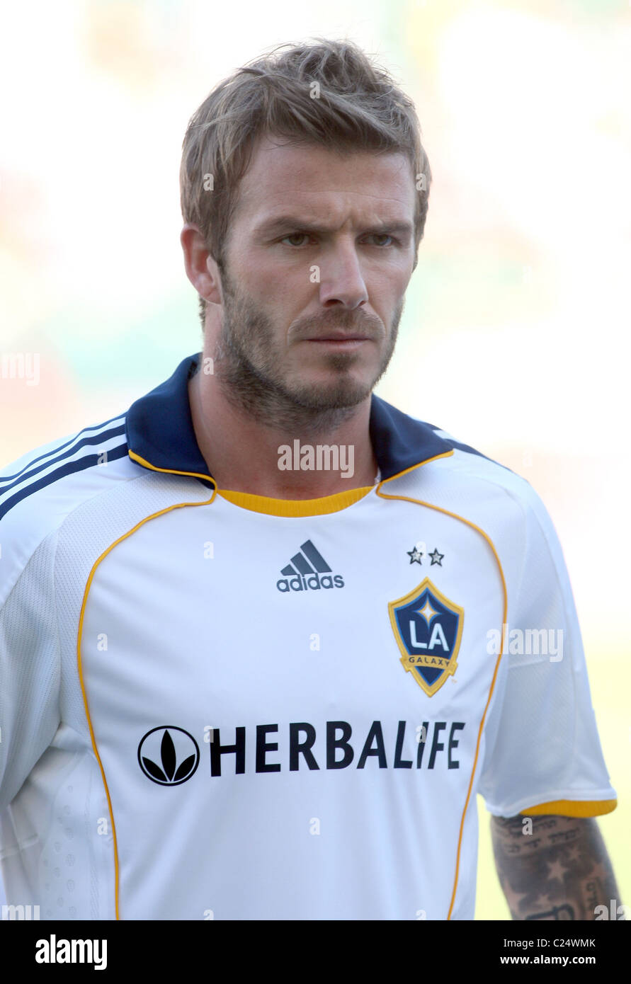 David Beckham in action for the Los Angeles Galaxy v Chiva USA in the ...