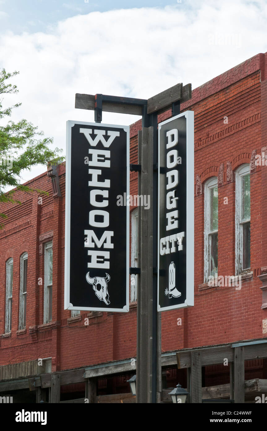 Kansas, Dodge City Welcome Sign Stock Photo - Alamy
