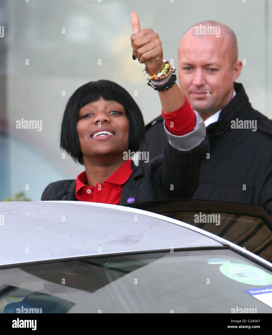 Rachel Adedeji gives a thumbs up and a smile as she leaves the 'X ...