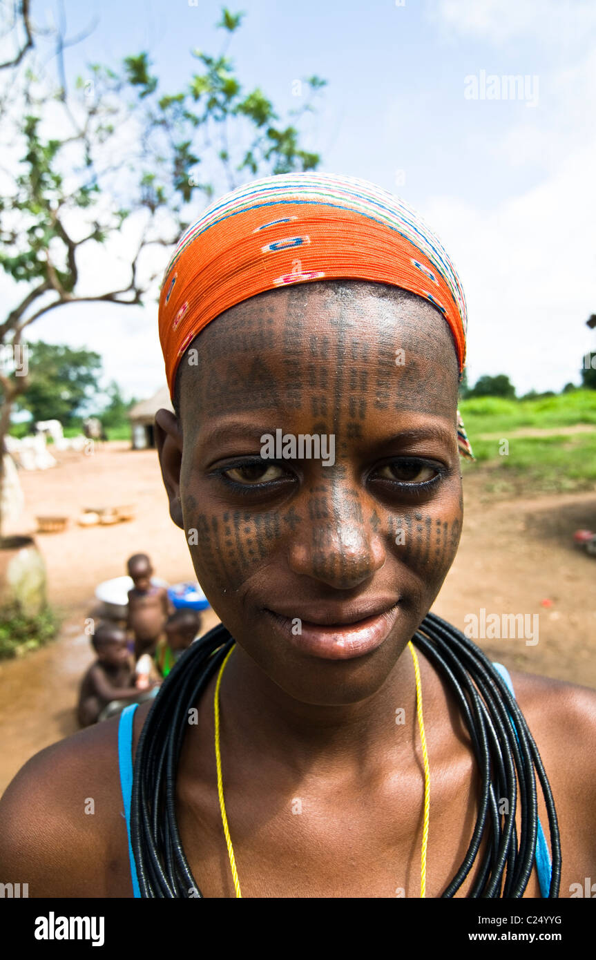 Portrait of a beautiful Peul woman taken in north Benin near the border ...