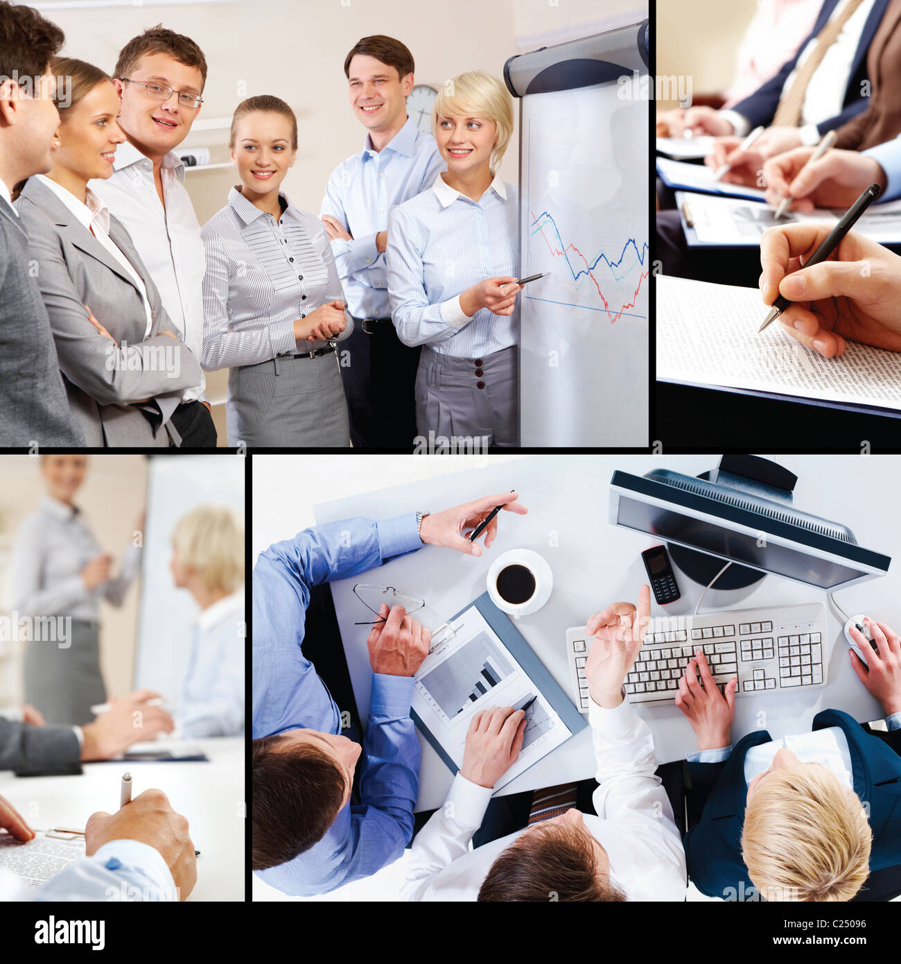 Collage of business interaction and education Stock Photo - Alamy
