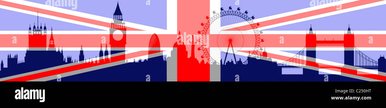 London flag skyline eye logo hi-res stock photography and images - Alamy