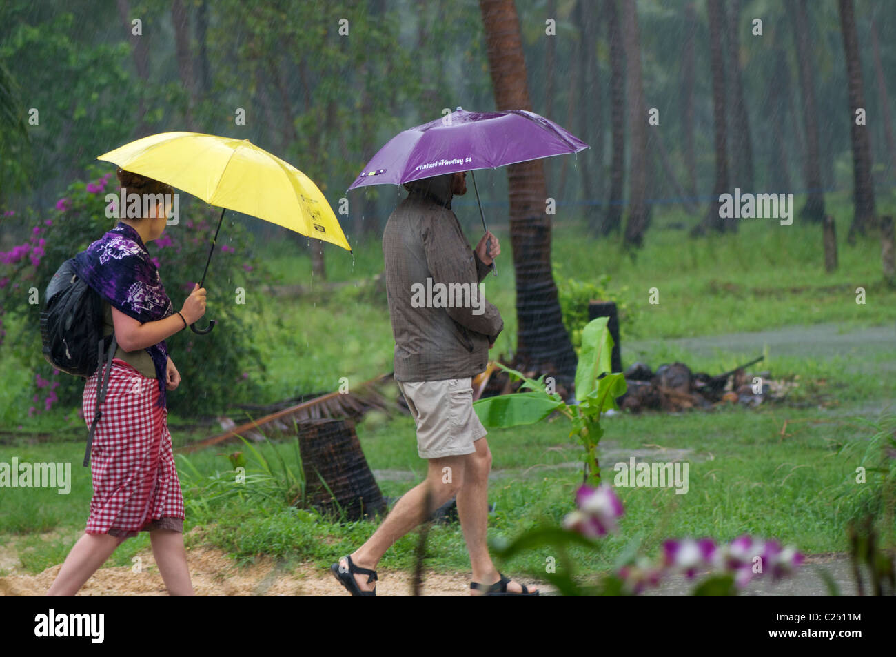 Tourists caught in a storm Stock Photo - Alamy