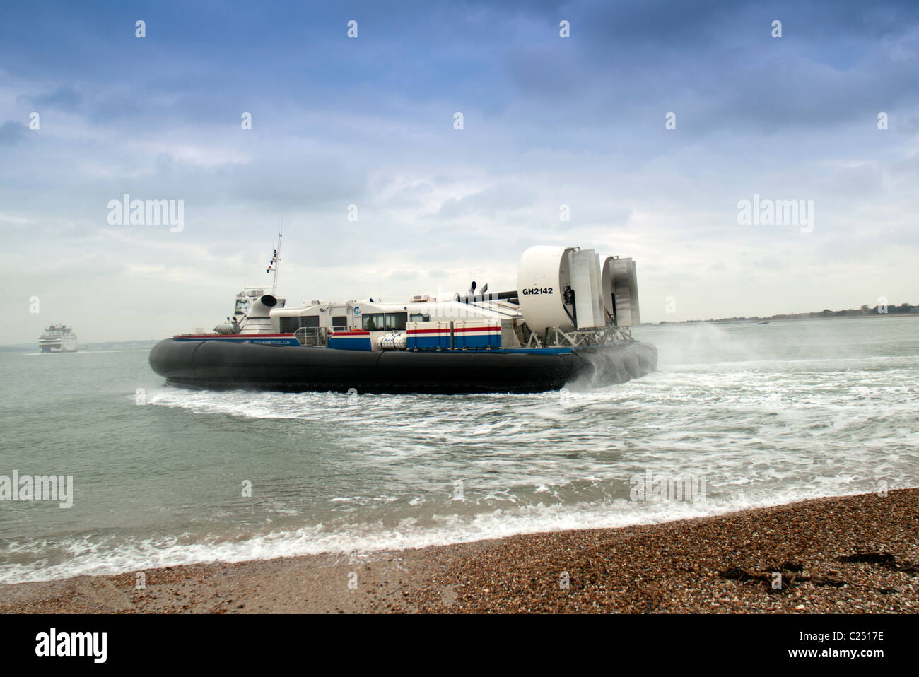 hovercraft leaving Southsea Hover port heading to Ryde on the Isle Of ...