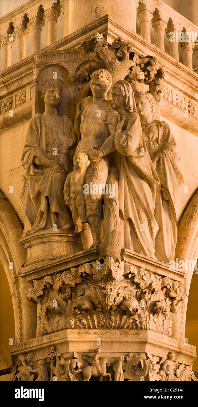 Venice - The statue from facade of Doge palace in the night - Solomon´s ...