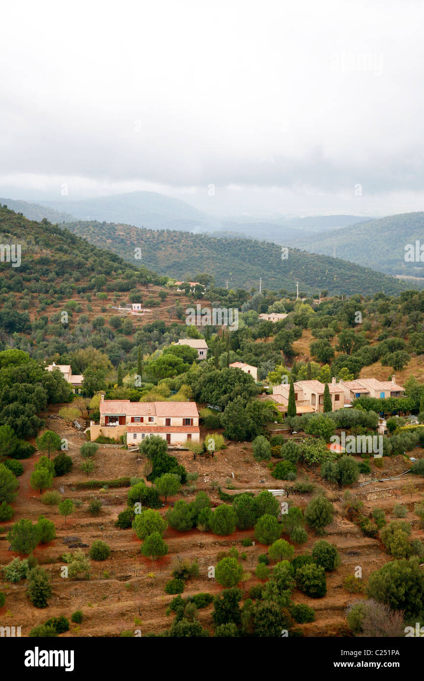 Landscape in Var seen from the park in Hyeres, Var, Provence, France ...