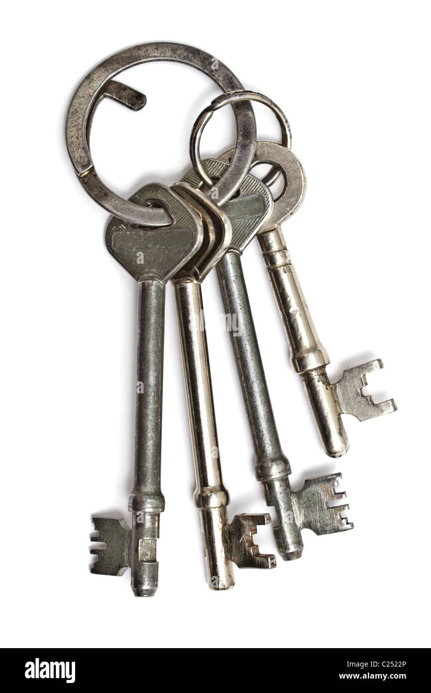 A bunch of old keys isolated on white background Stock Photo - Alamy