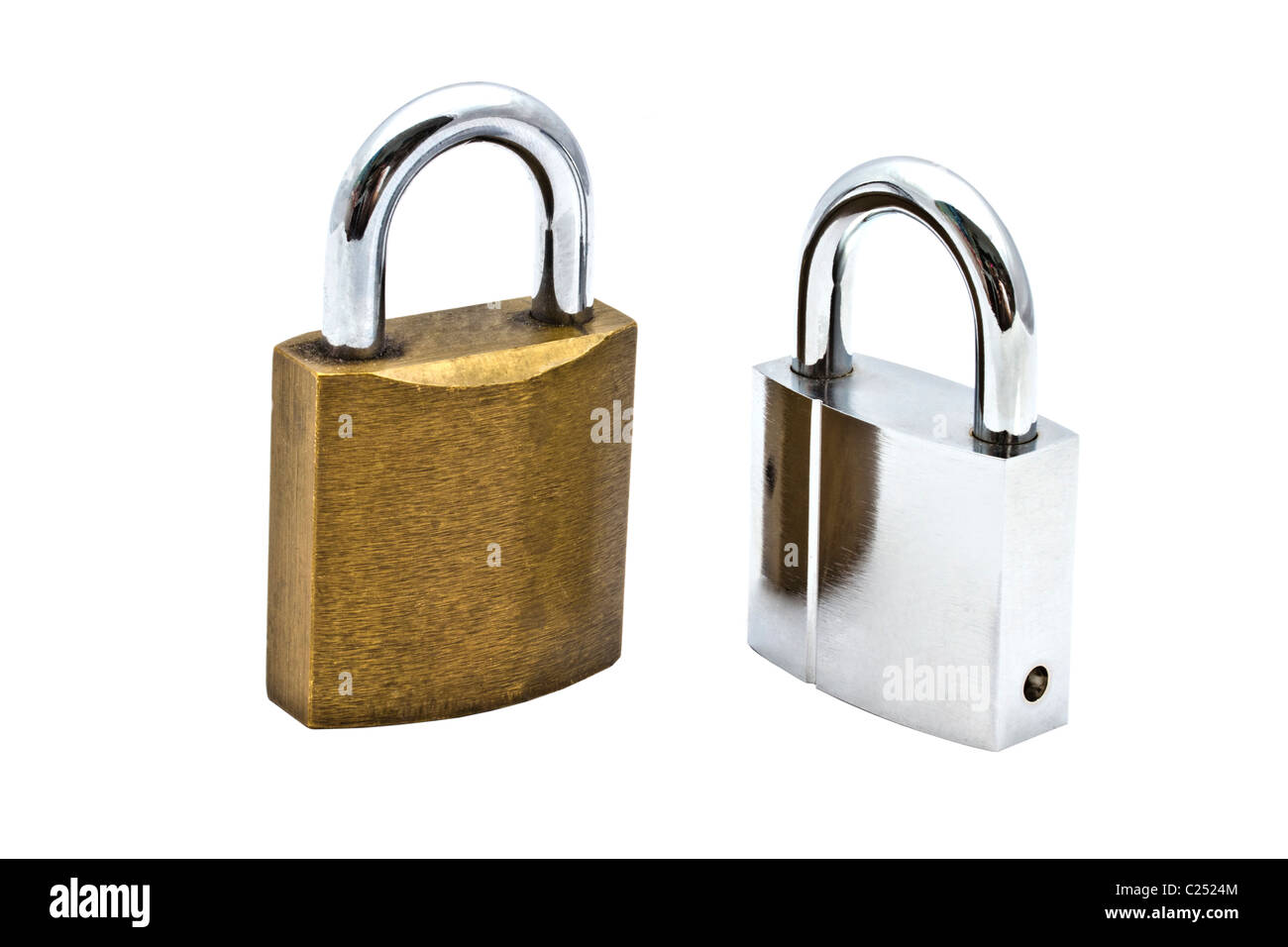 Two padlocks isolated on white background Stock Photo - Alamy