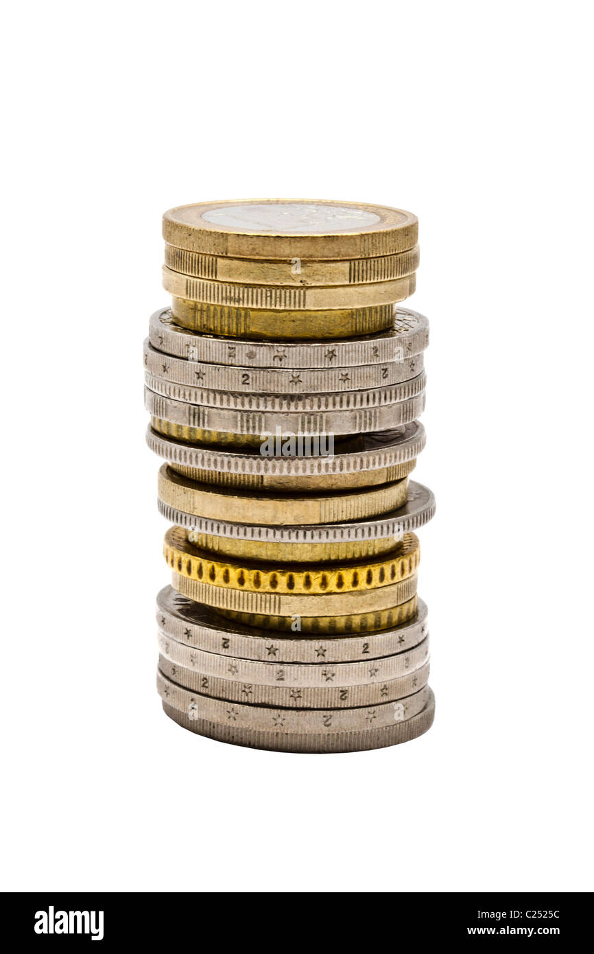 Euro coins isolated on white background Stock Photo - Alamy