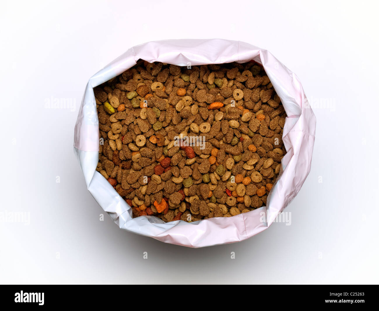 Commercial cat food in a plastic bag on a clear background Stock Photo ...