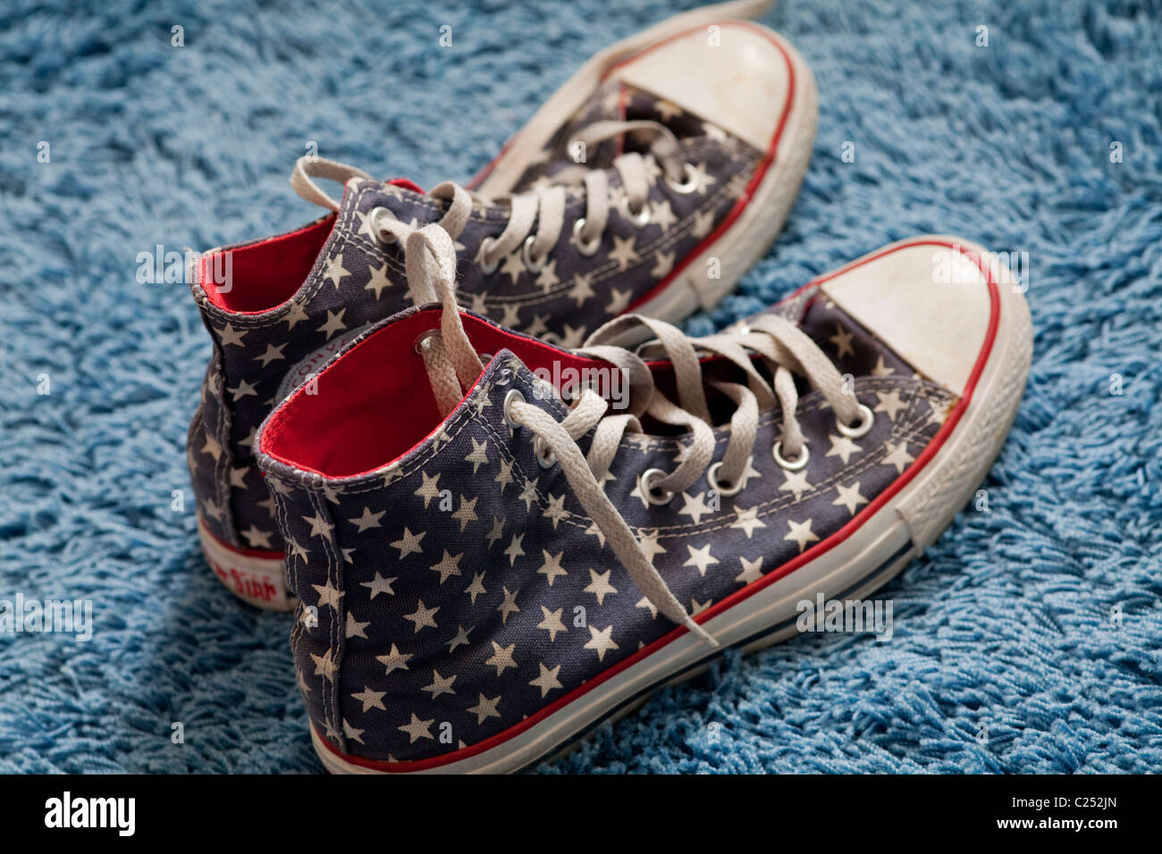 All stars hi tops shoes with American design fabric Stock Photo - Alamy