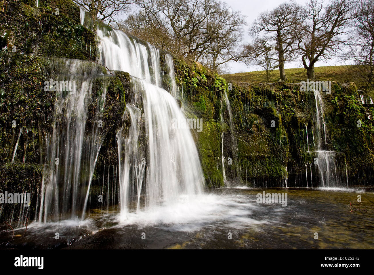 Waterfall, River Nidd near Lofthouse, Upper Nidderdale, Yorkshire Dales ...