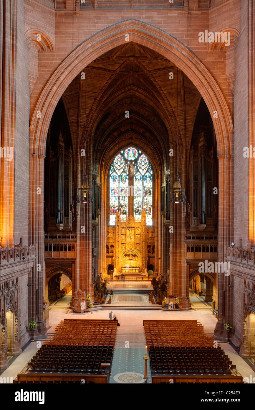View towards the nave, inside the Liverpool Cathedral, Liverpool Stock ...